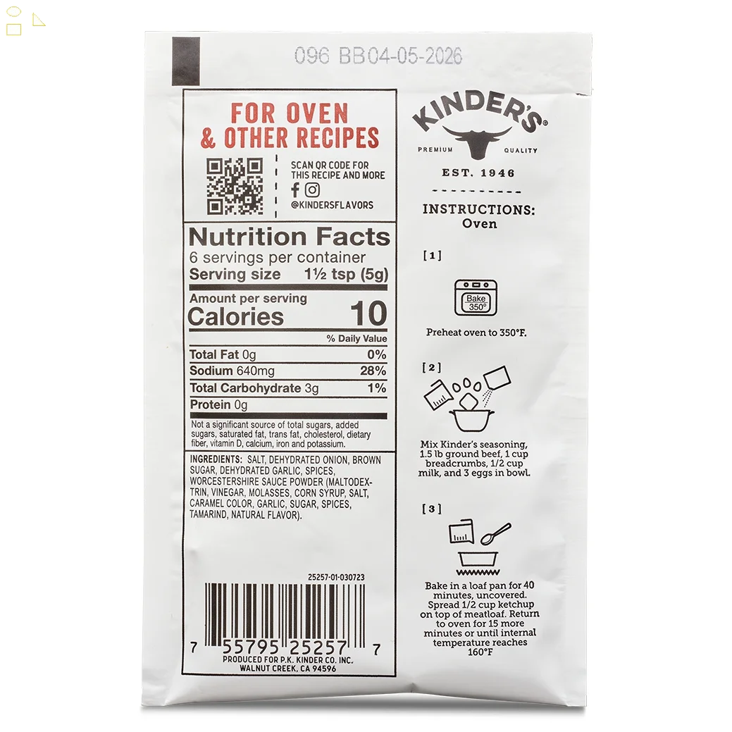 Kinder'S Classic Meatloaf Seasoning Mix, 1 Oz Packet – To Home Delivery